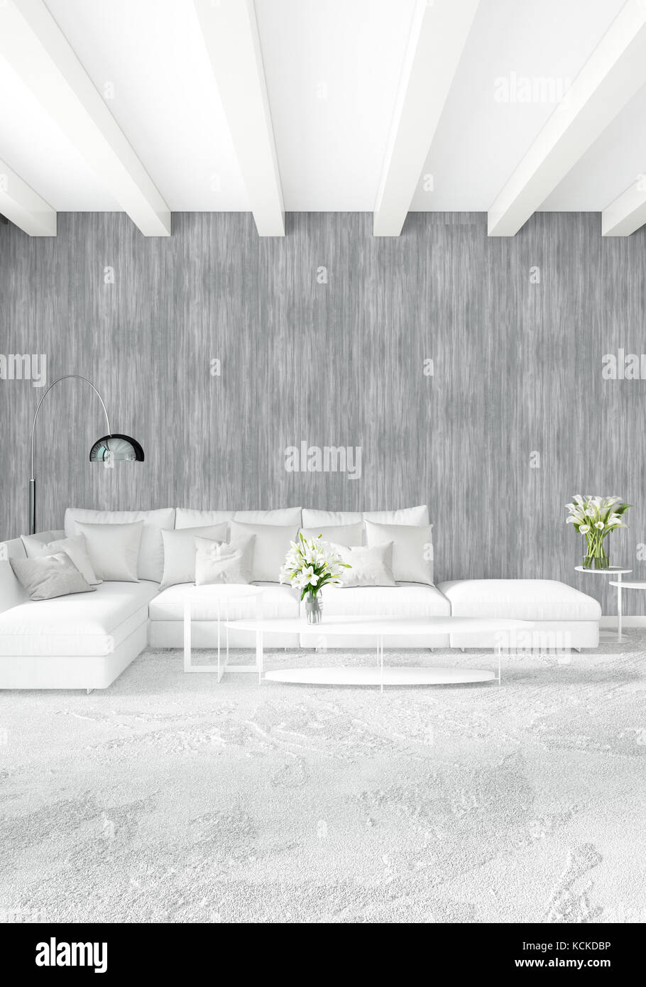 Vertical Bedroom Minimal or Loft style Interior Design. 3D Rendering ...