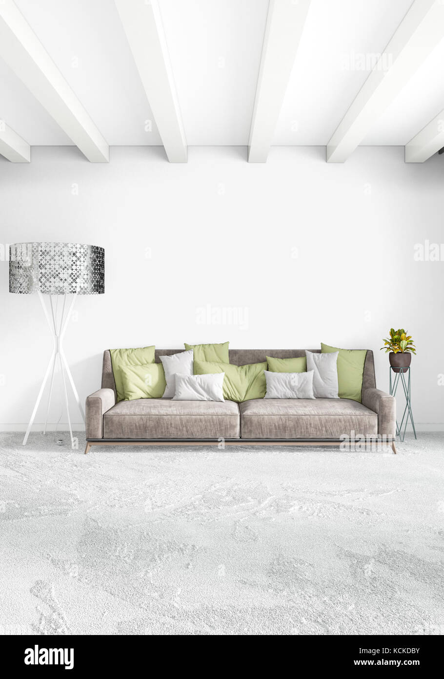 Vertical Bedroom Minimal or Loft style Interior Design. 3D Rendering ...