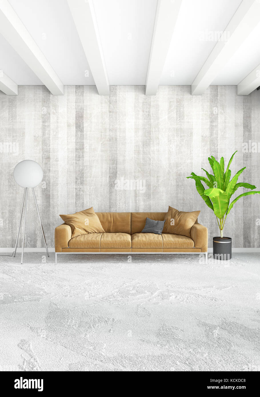 Vertical Bedroom Minimal or Loft style Interior Design. 3D Rendering ...