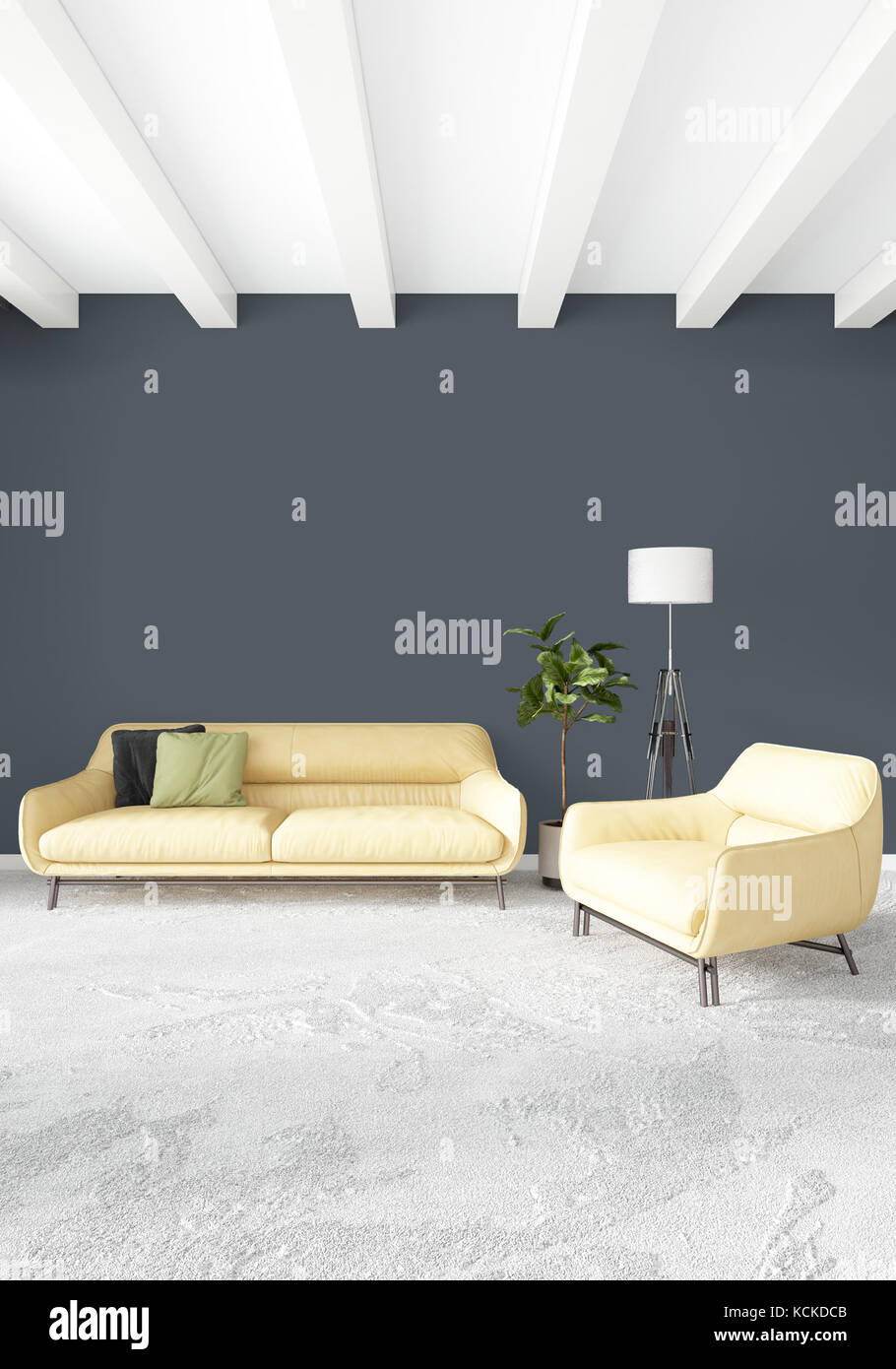 Vertical Bedroom Minimal or Loft style Interior Design. 3D Rendering ...