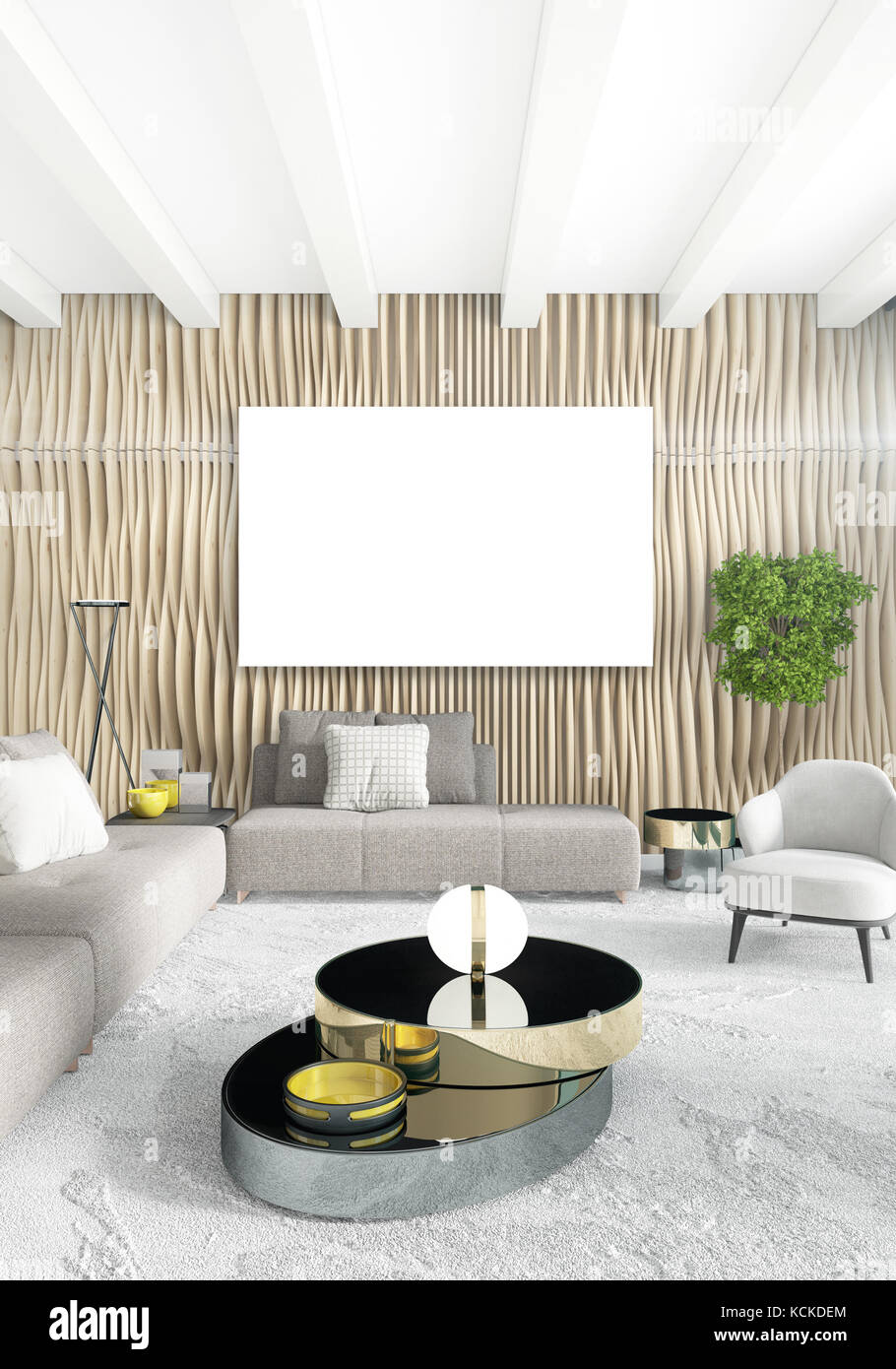 Vertical Bedroom Minimal or Loft style Interior Design. 3D Rendering ...