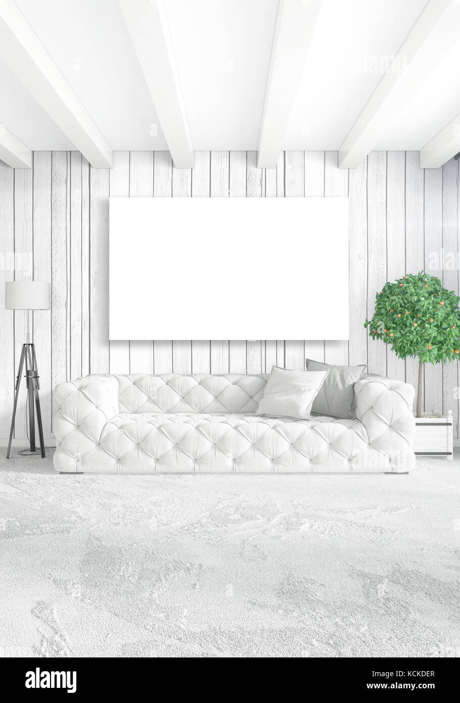 Vertical Bedroom Minimal or Loft style Interior Design. 3D Rendering ...