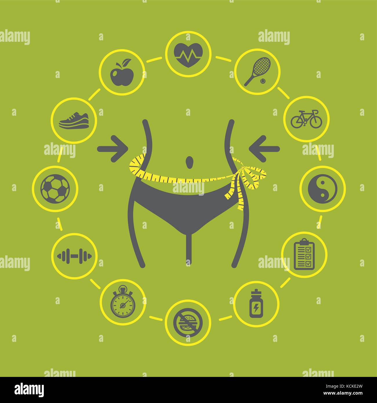 Weight loss illustration with health and fitness icons Stock Vector ...