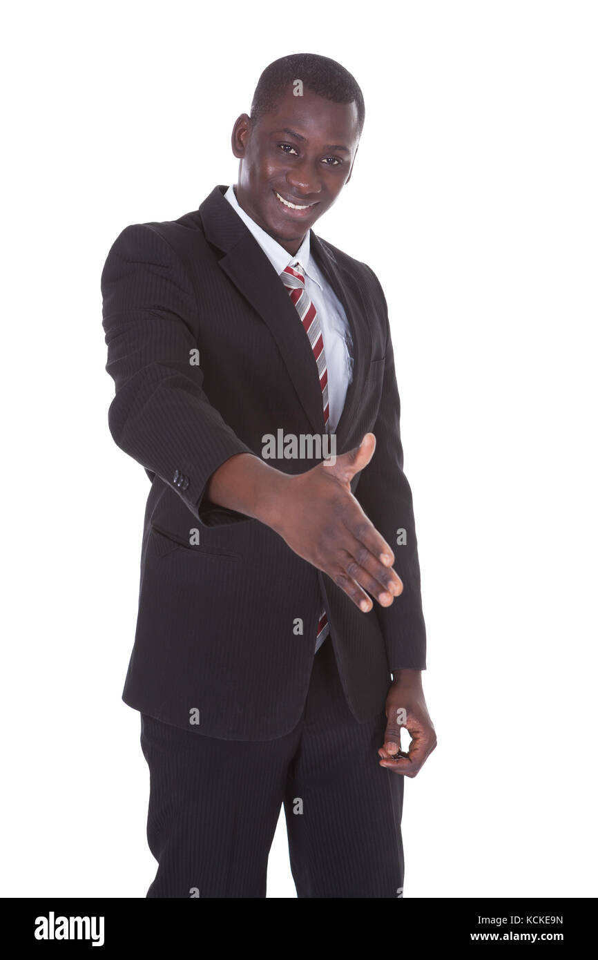 Portrait Of A Businessman Offering Handshake On White Background Stock ...