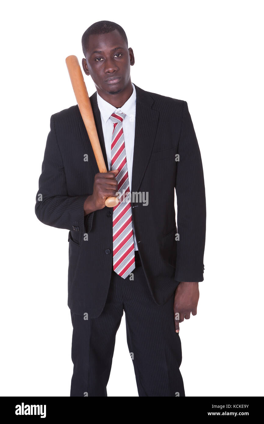 Businessman With Baseball Bat Isolated On White Background Stock Photo ...