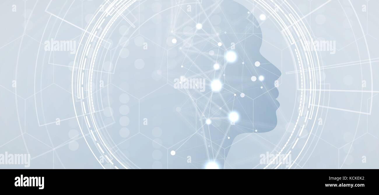 Abstract Artificial intelligence. Technology web background. Virtual ...
