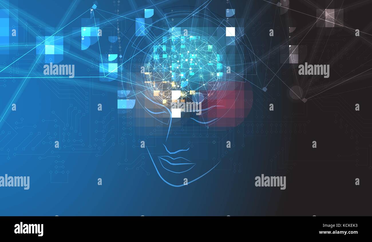 Abstract Artificial intelligence. Technology web background. Virtual ...