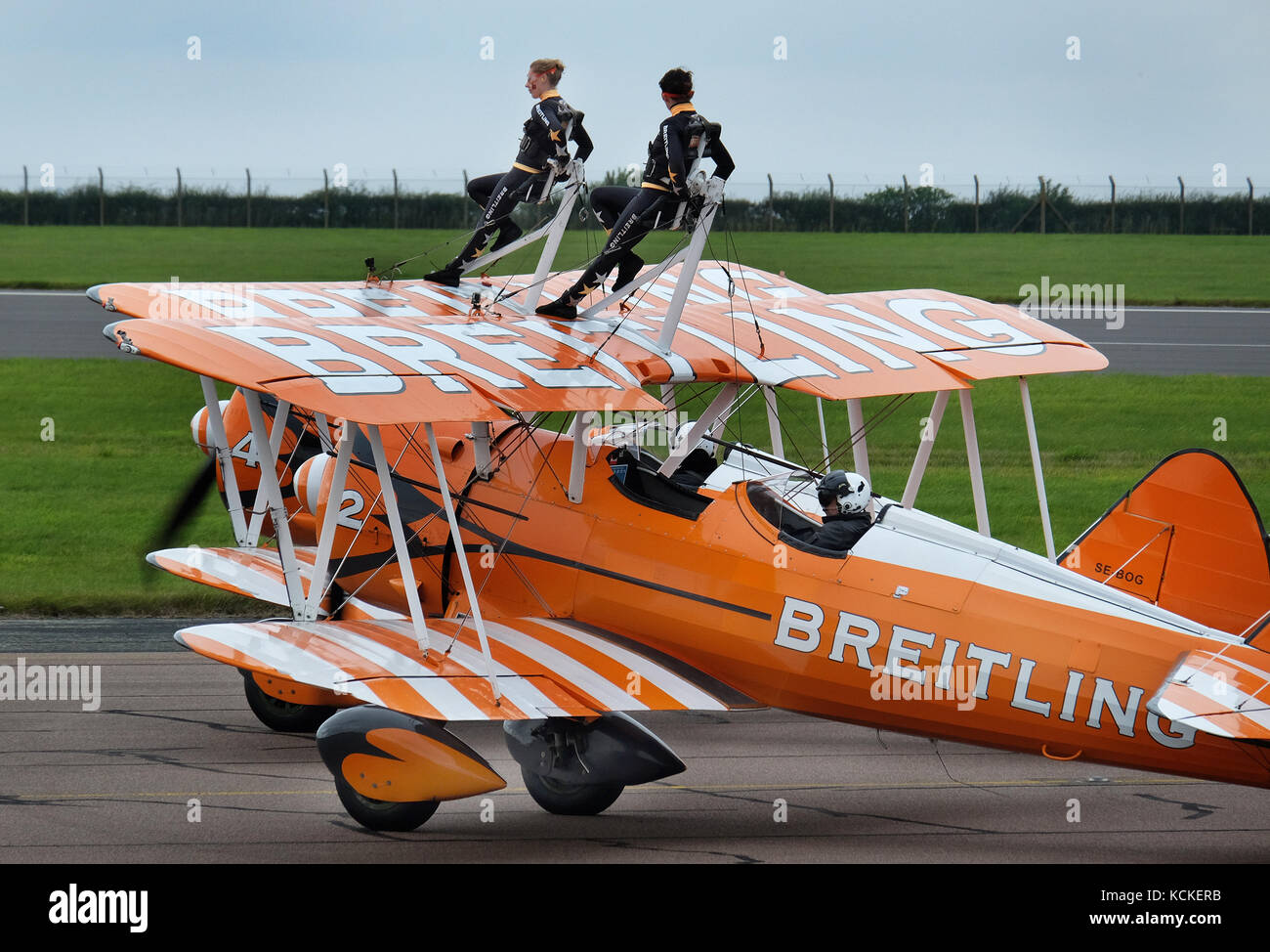 Wing walkers at the 2017 Scampton air show Stock Photo - Alamy