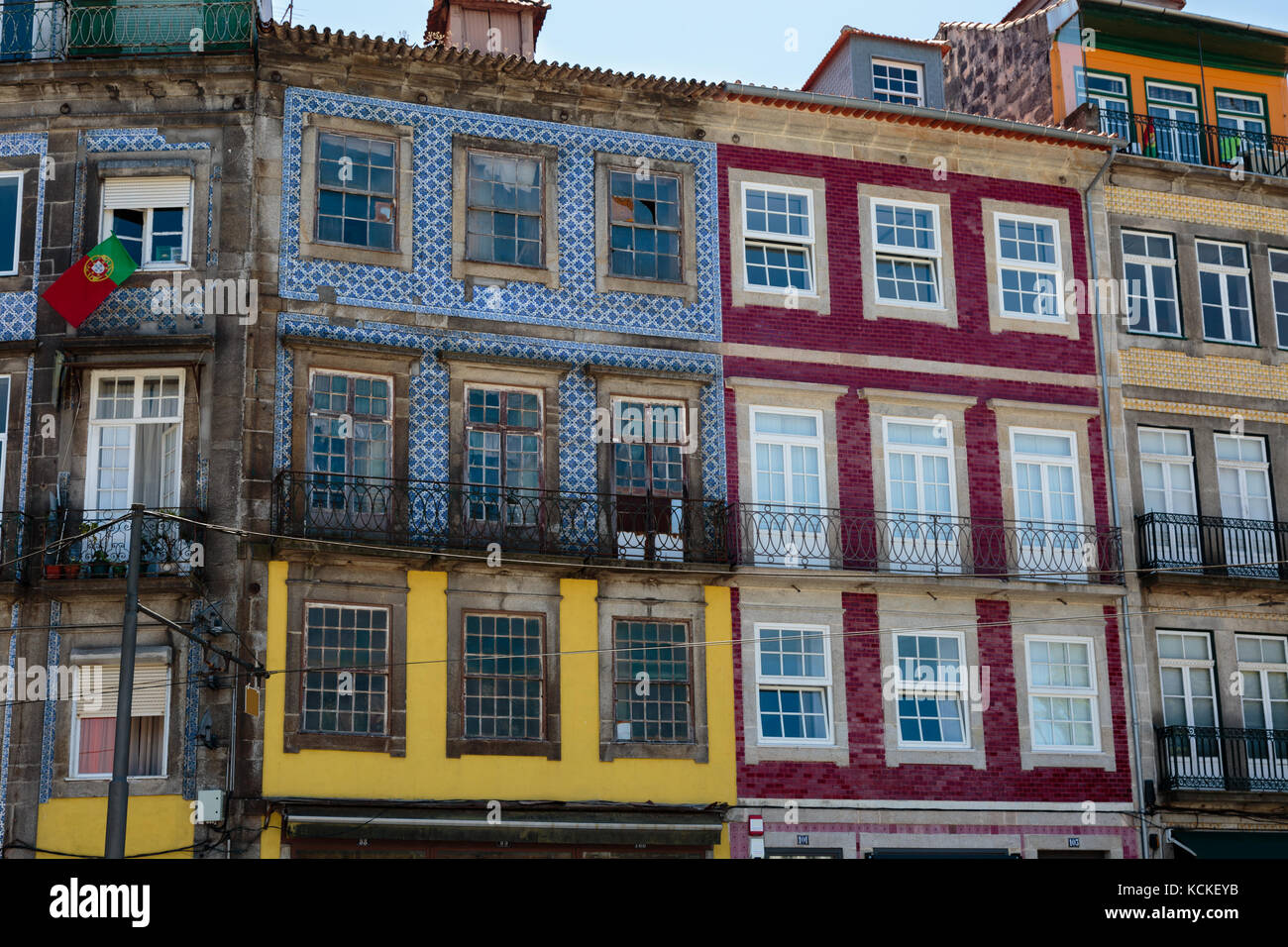 Typical Colorful Portuguese Architecture: Tile Azulejos Facade with ...