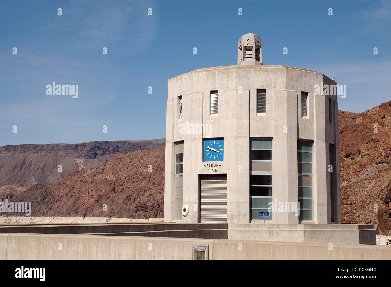 Arizona Time at The Hoover Dam and the Penstock Towers, USA Stock Photo ...