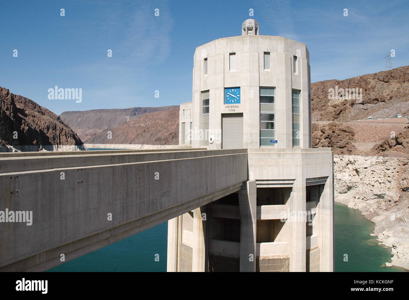 Arizona Time at The Hoover Dam and the Penstock Towers, USA Stock Photo ...