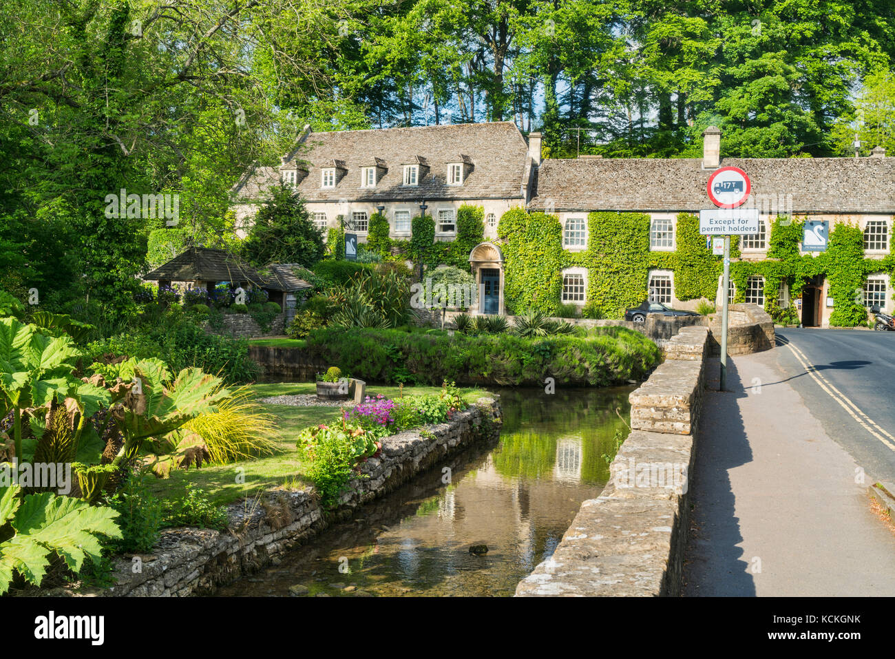 River Coln, trout farm, and swan Hotel, Bibery, near Arlington Row ...