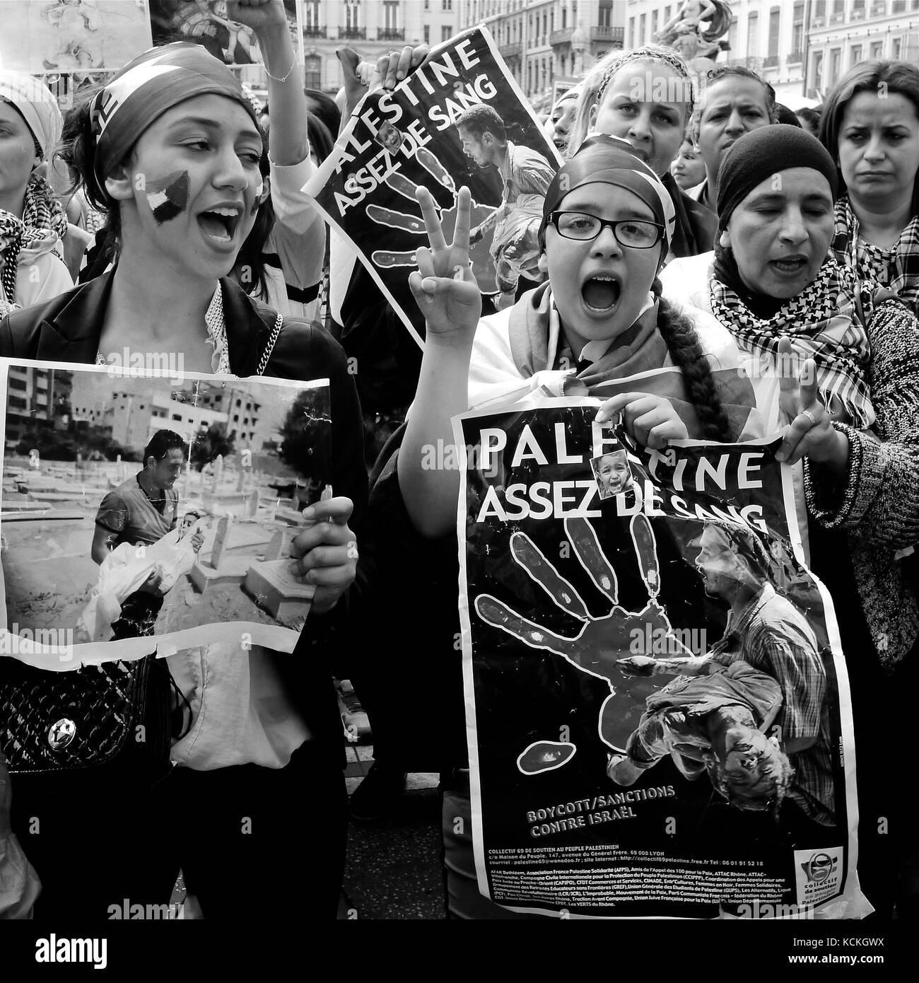 Free palestine protesters march Black and White Stock Photos & Images ...