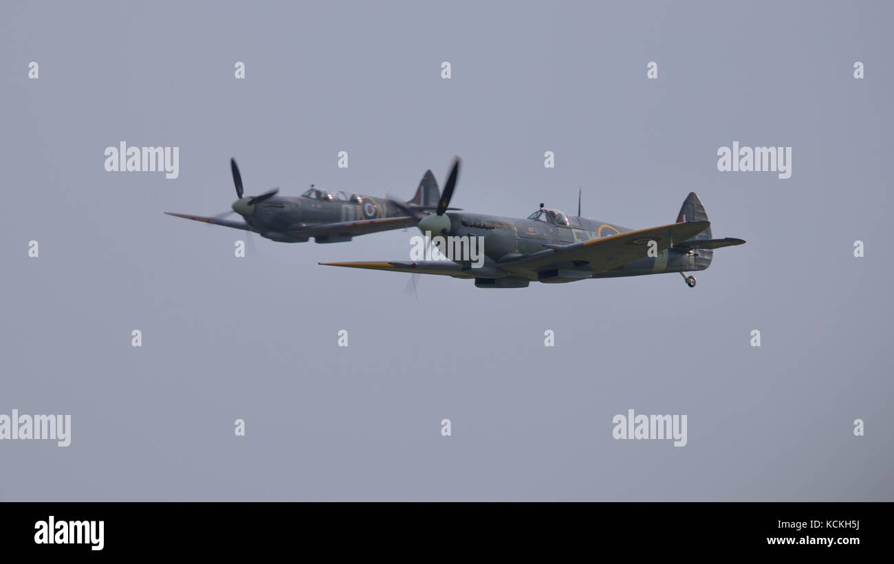Two Supermarine Spitfires 'TD314 and ML407' flying at the Battle of ...