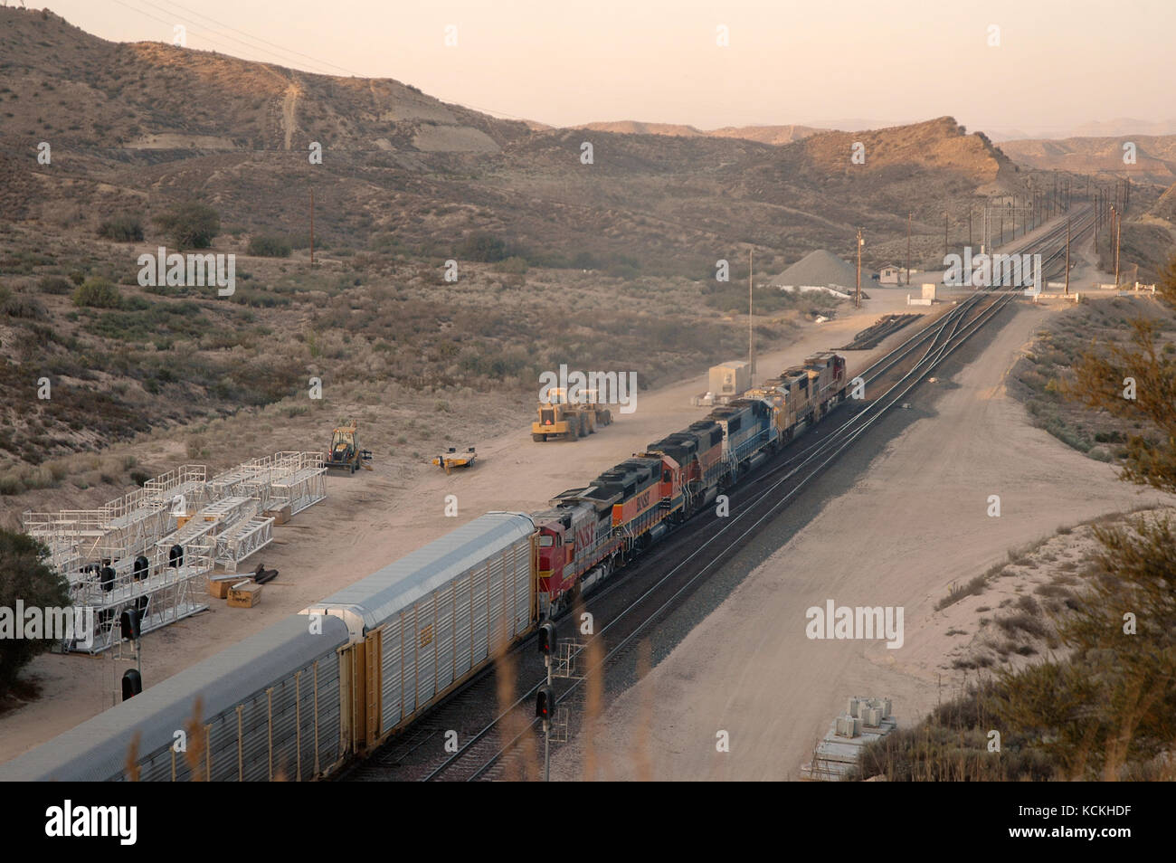 Freight train at the summit of the Cajon Pass in California, USA Stock Photo - Alamy