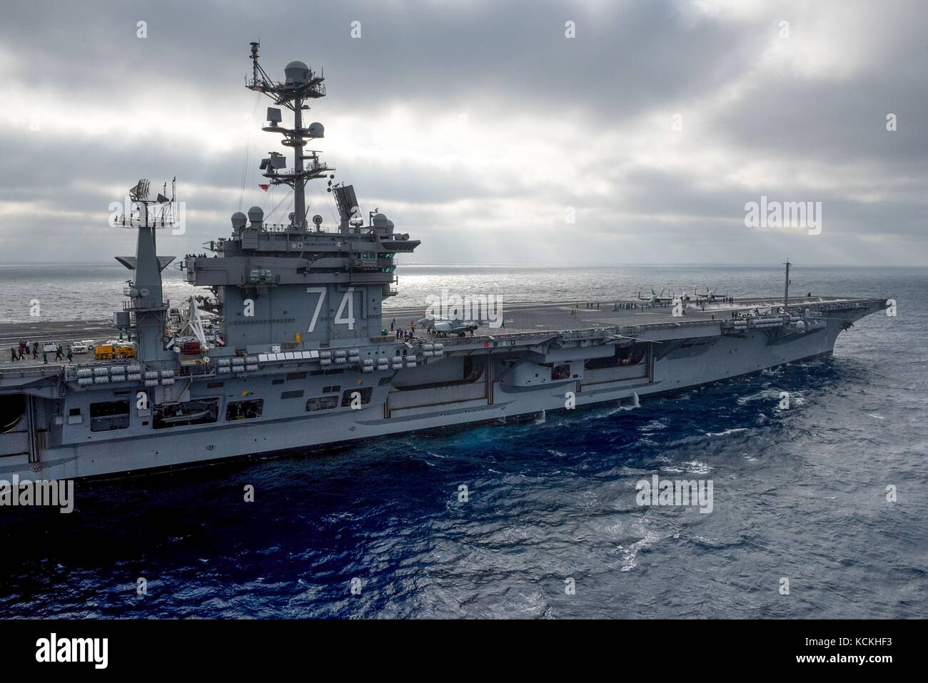 The U.S. Navy Nimitz-class aircraft carrier USS John C. Stennis steams underway September 6 ...