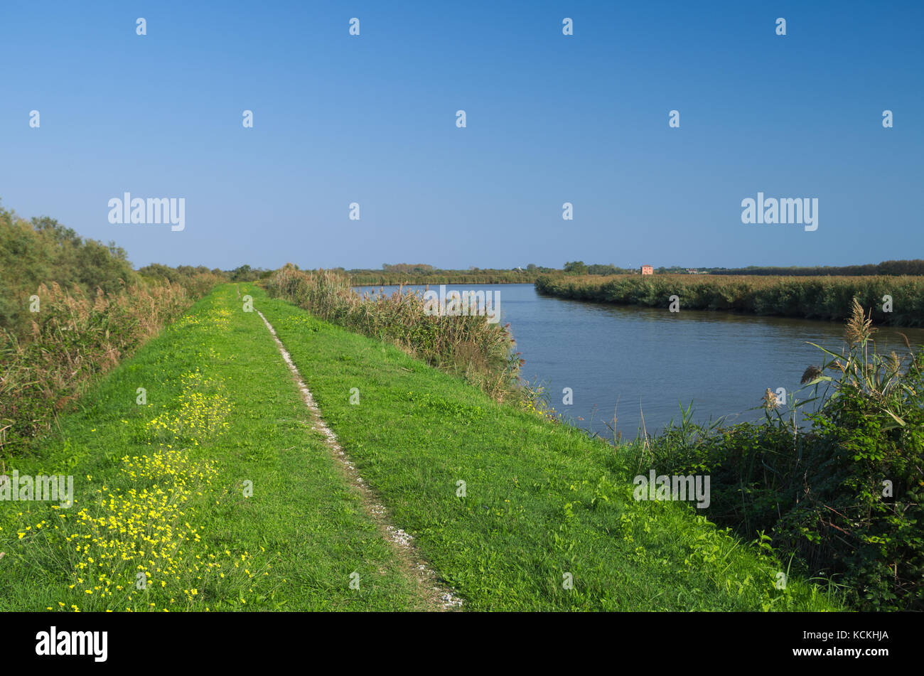 View of one of the channel of the Delta of Po river near the Adriatic ...