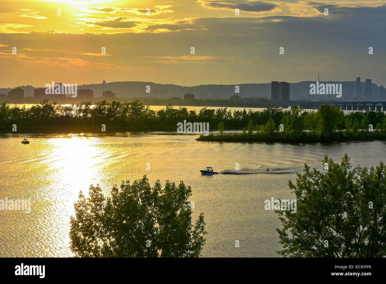 Montreal and boats view from south shore in summer Stock Photo - Alamy