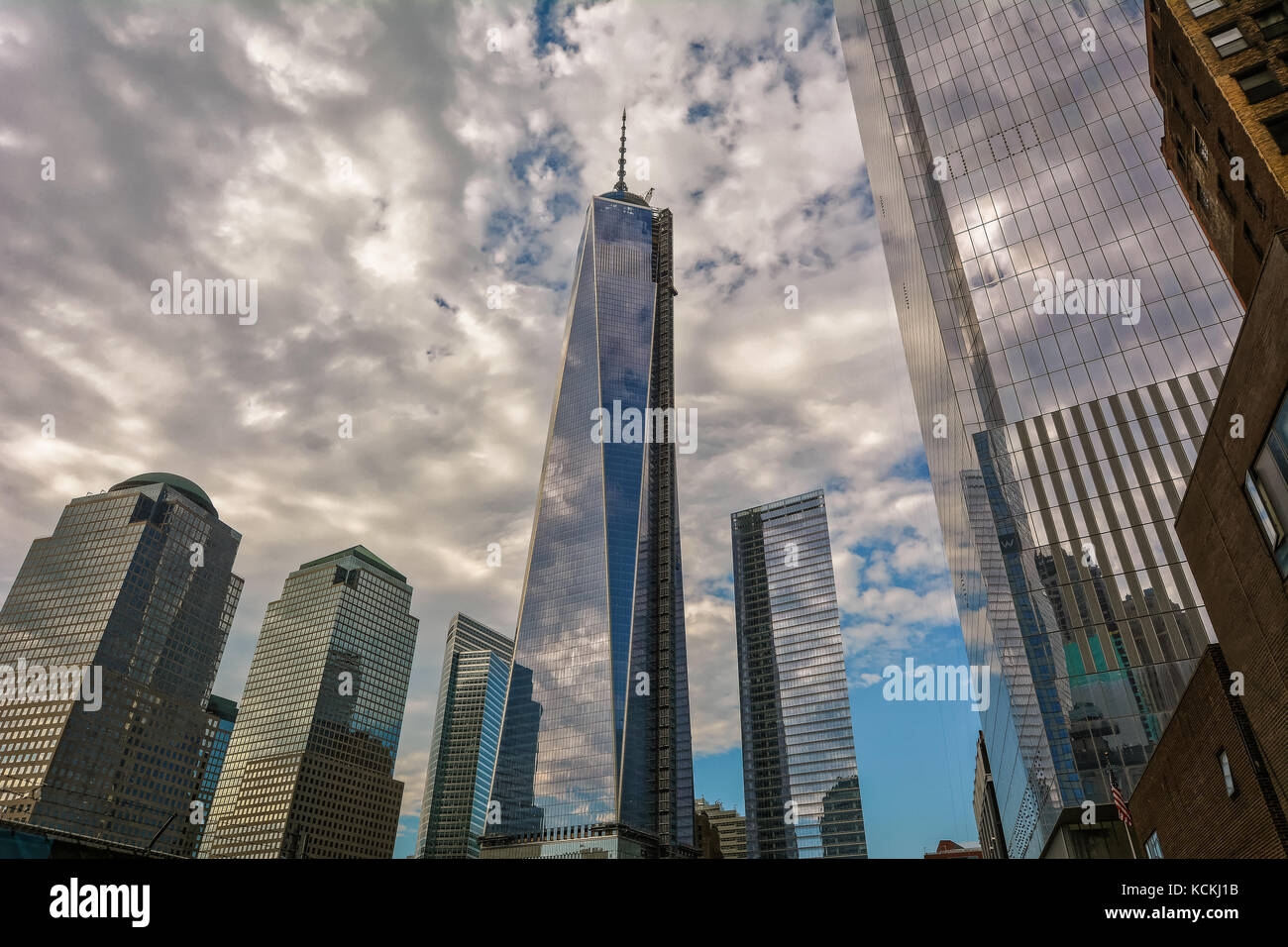 New-York buildings view from street level with Freedom Tower Stock ...
