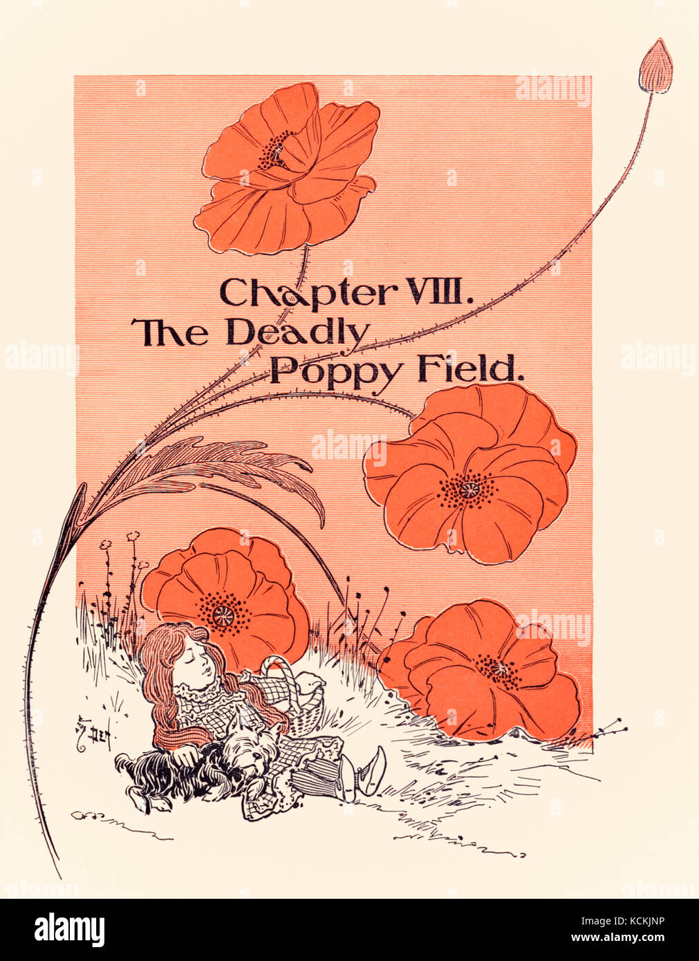 ‘Chapter VIII The Deadly Poppy Field’, chapter opener from ‘The Wonderful Wizard of Oz’ by L ...