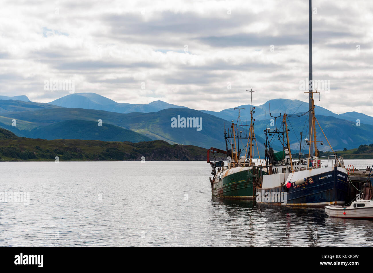 Ullapool, Scotland - August 15, 2010: View of the fishing port of ...