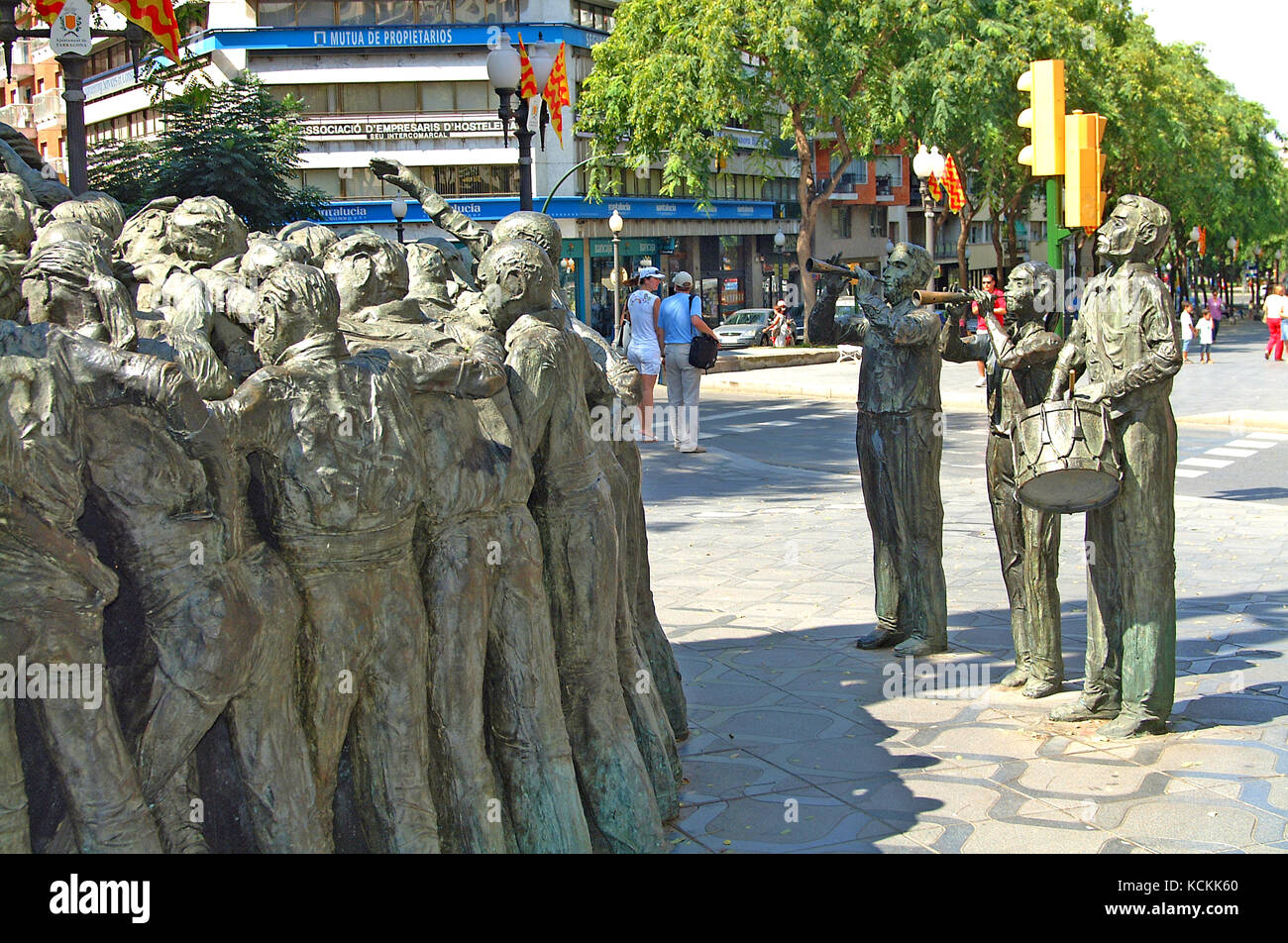 Tarragona Human Tower Statue, of musicians playing, Catalonia ...