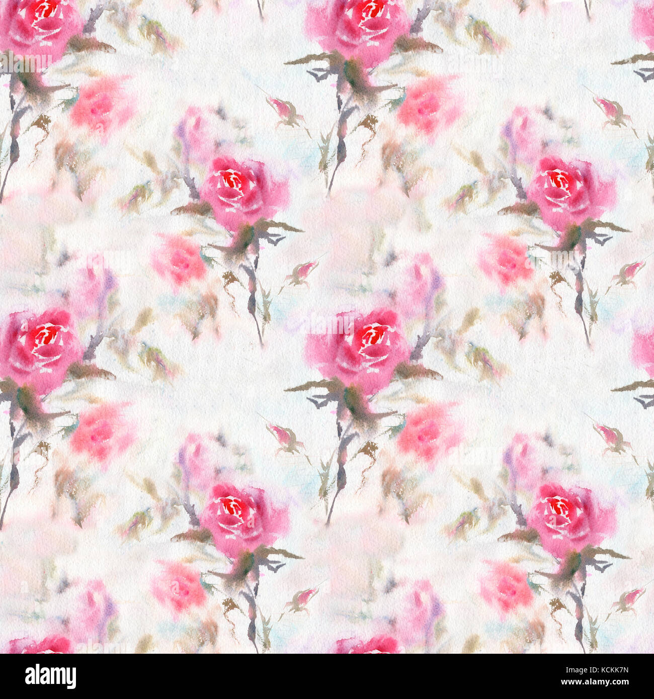 Seamless watercolor pink flowers handmade hi-res stock photography and ...