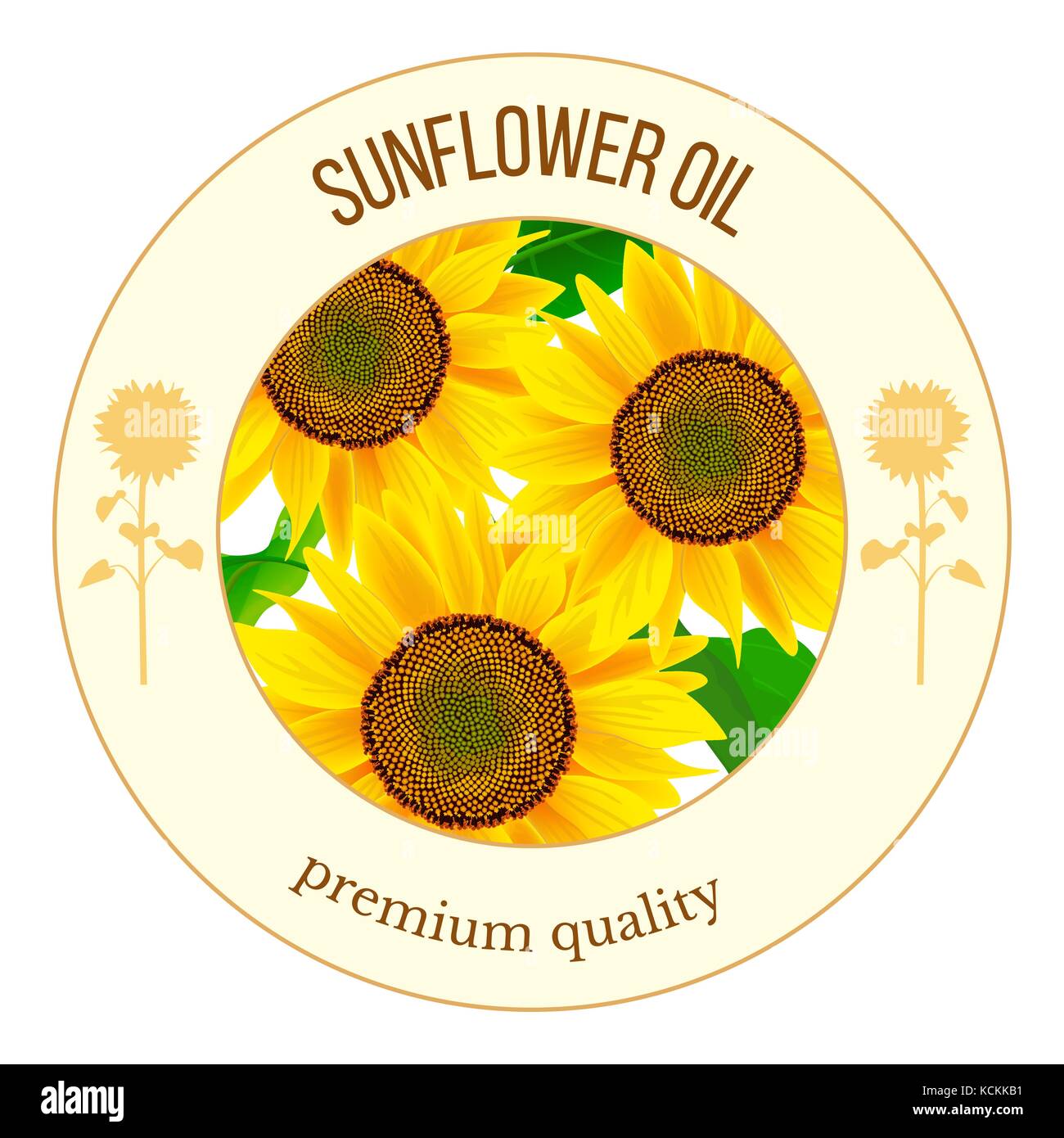 Sunflowers round label vector. Autumn print. flowers and leaves, For ...