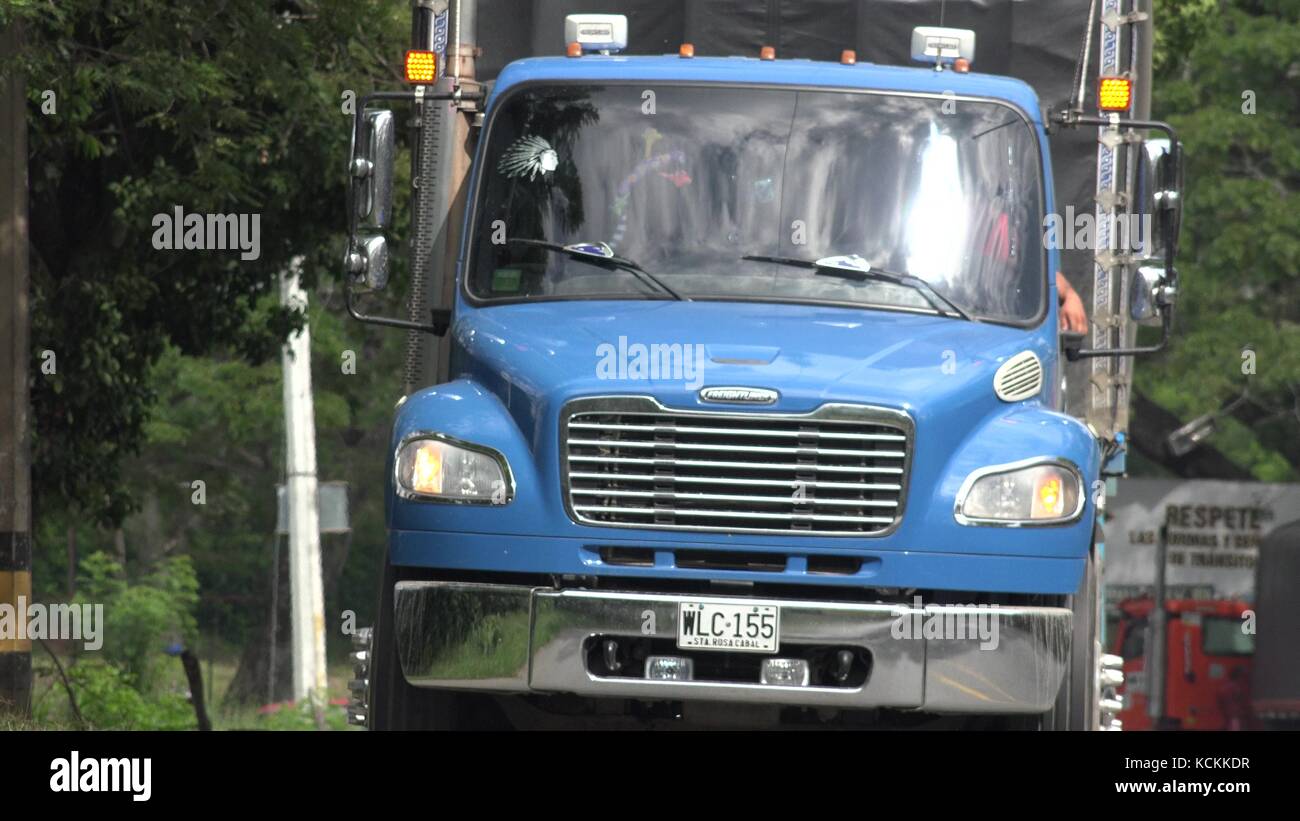 Blue Cargo Truck Stock Photo - Alamy