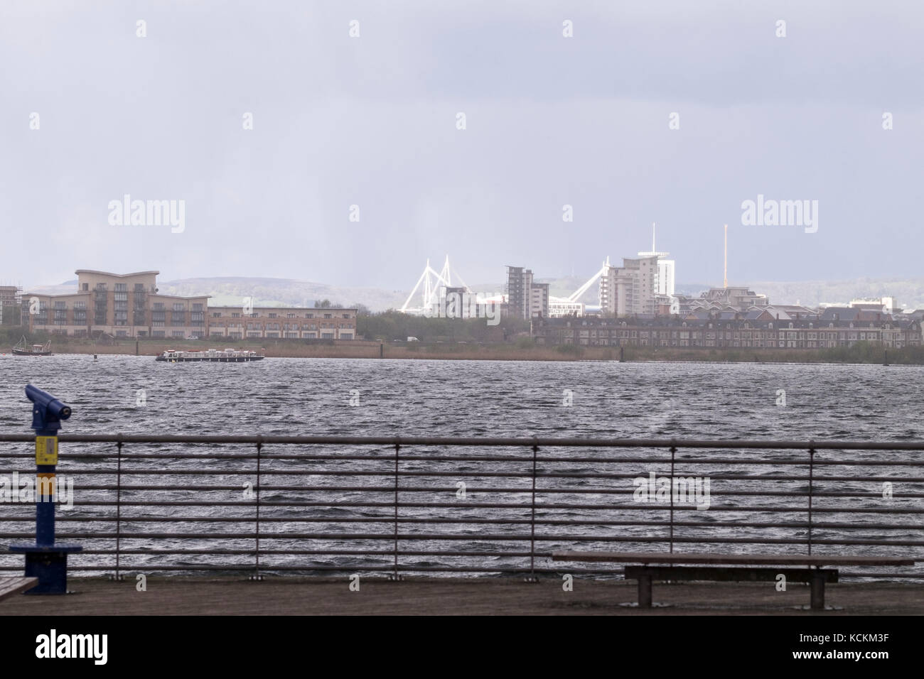 Cardiff during a storm seen from Cardiff Bay Stock Photo - Alamy