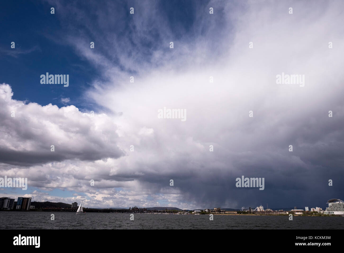 Cardiff during a storm seen from Cardiff Bay Stock Photo - Alamy