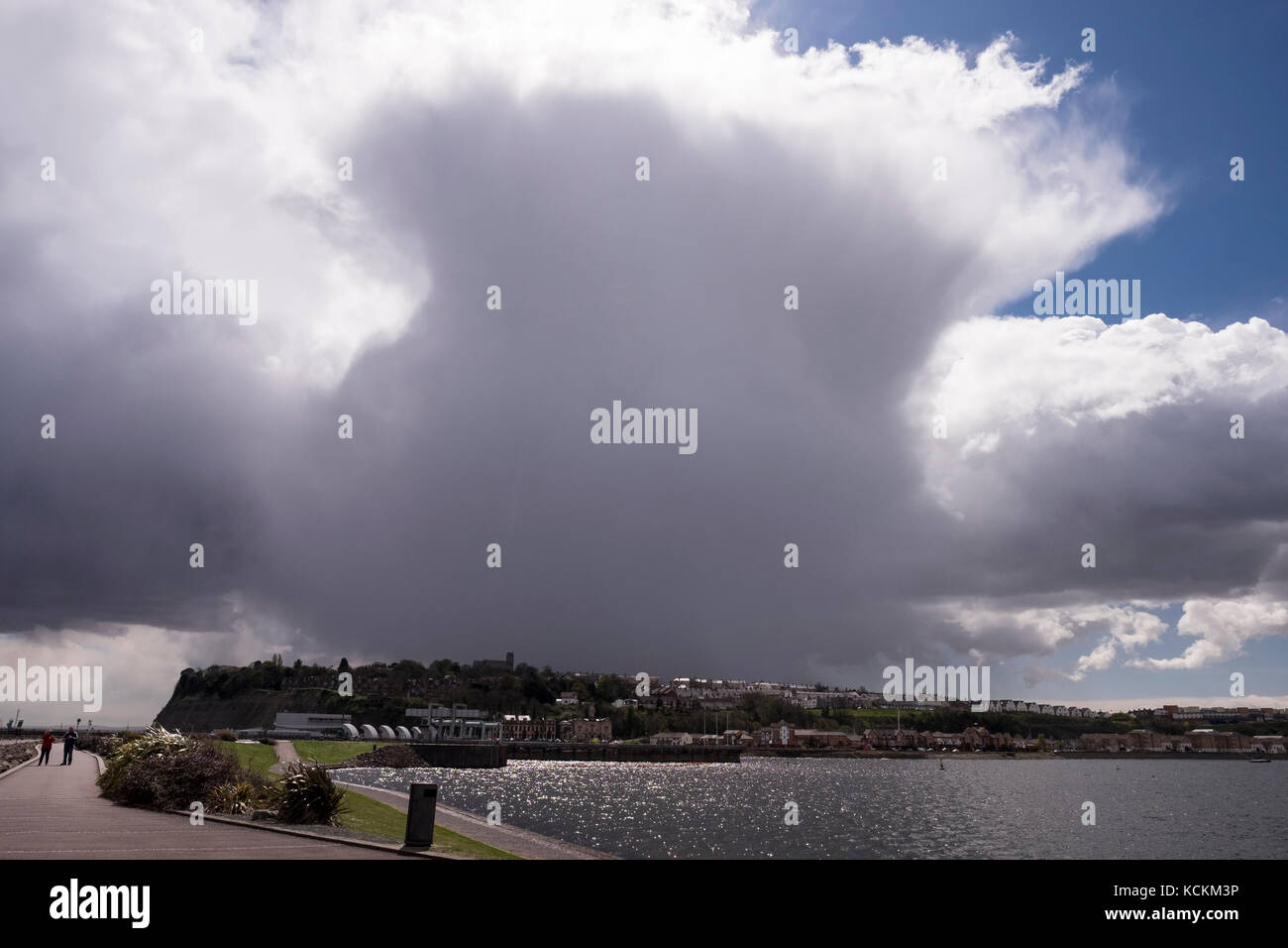 Cardiff during a storm seen from Cardiff Bay Stock Photo - Alamy