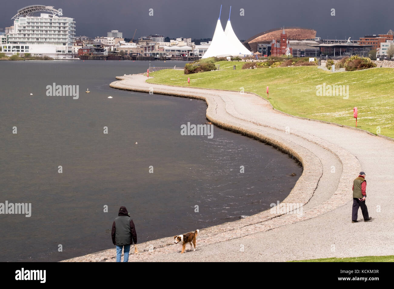 Cardiff during a storm seen from Cardiff Bay Stock Photo - Alamy