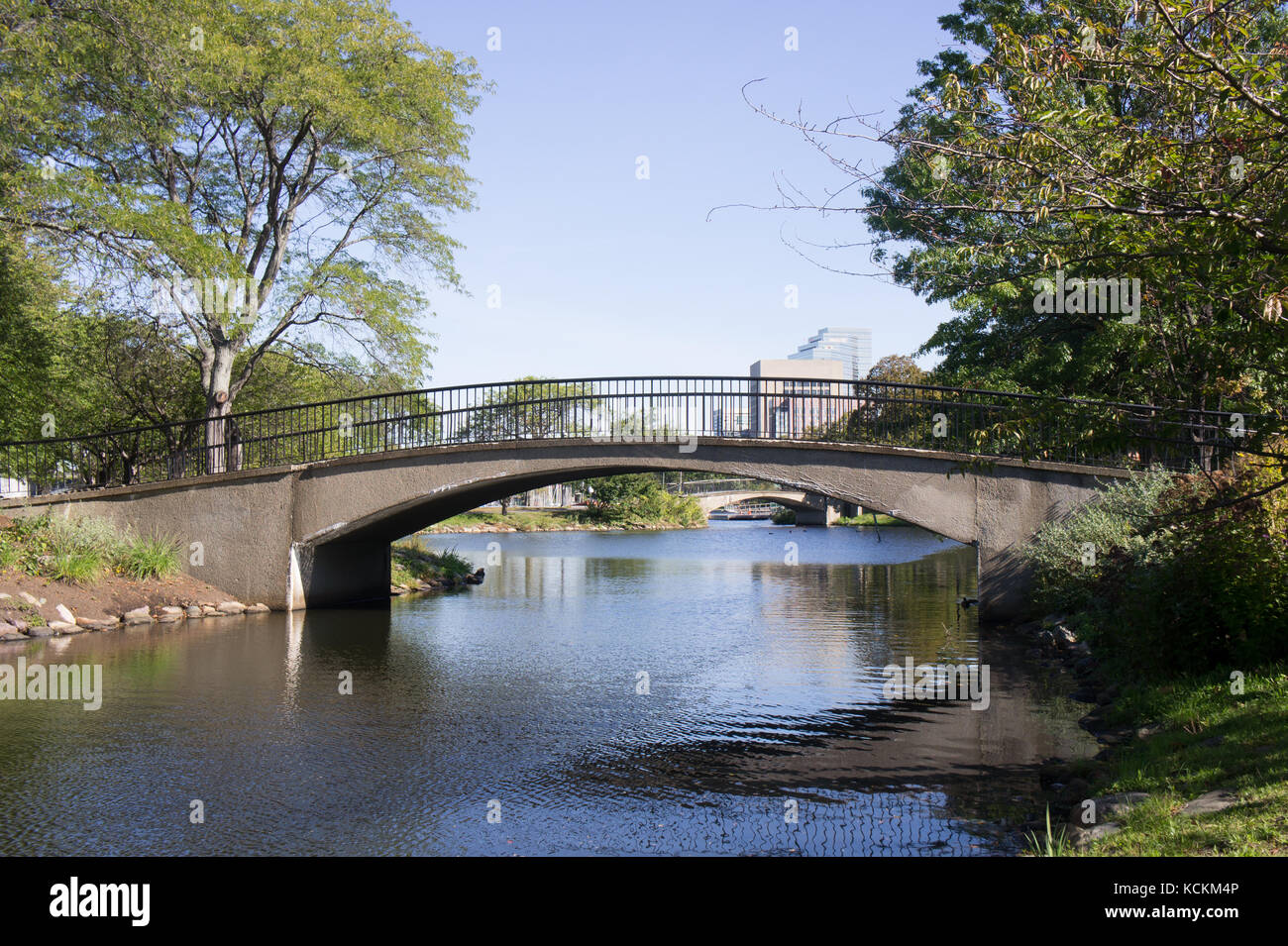 Mid morning, Bridge over the Storrow Lagoon in the Esplanade, Boston MA ...