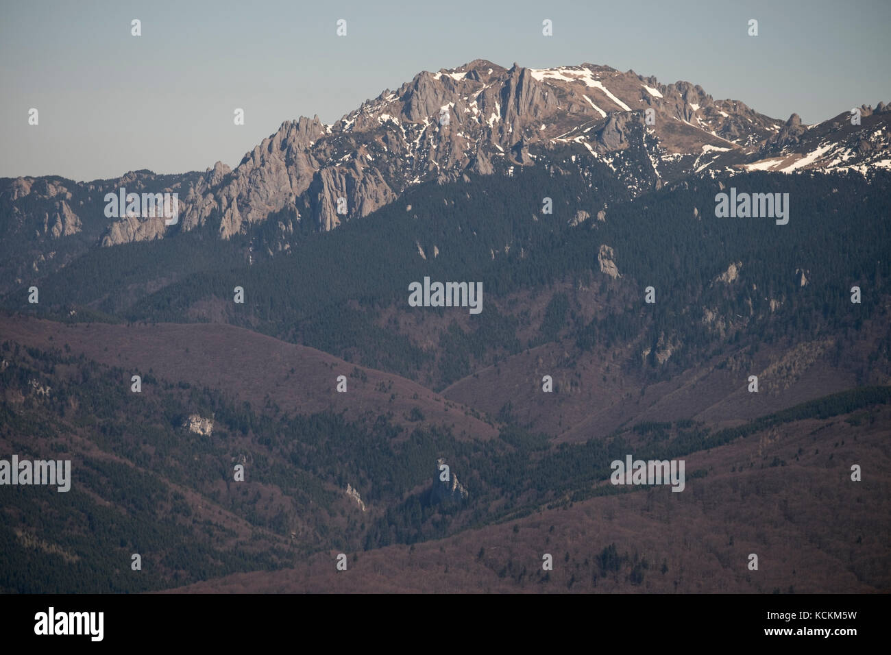 Group of mountain lovers hike the highest peak of Neamtului mountain ...