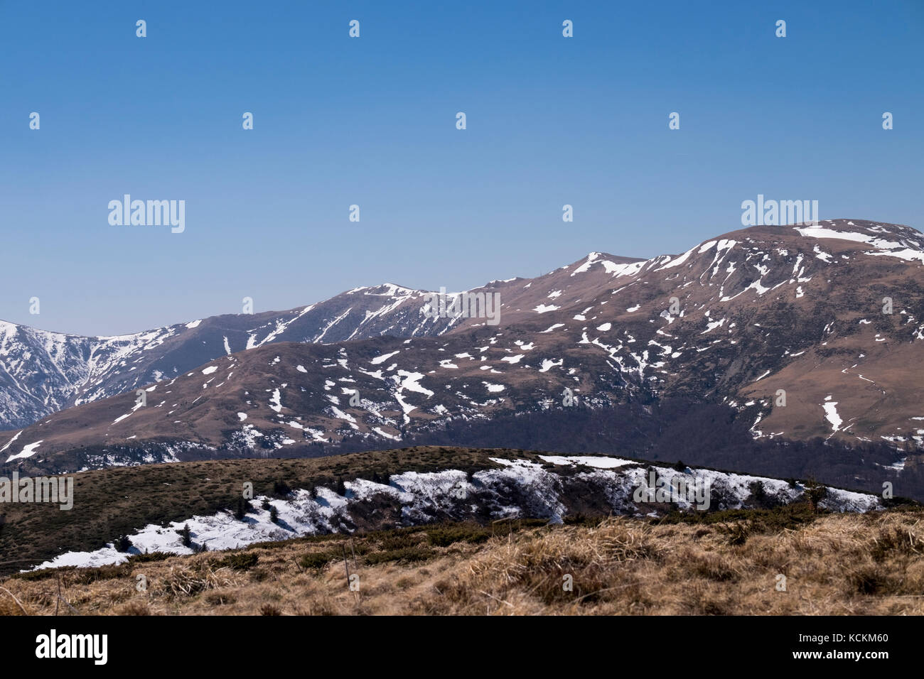 Group of mountain lovers hike the highest peak of Neamtului mountain ...