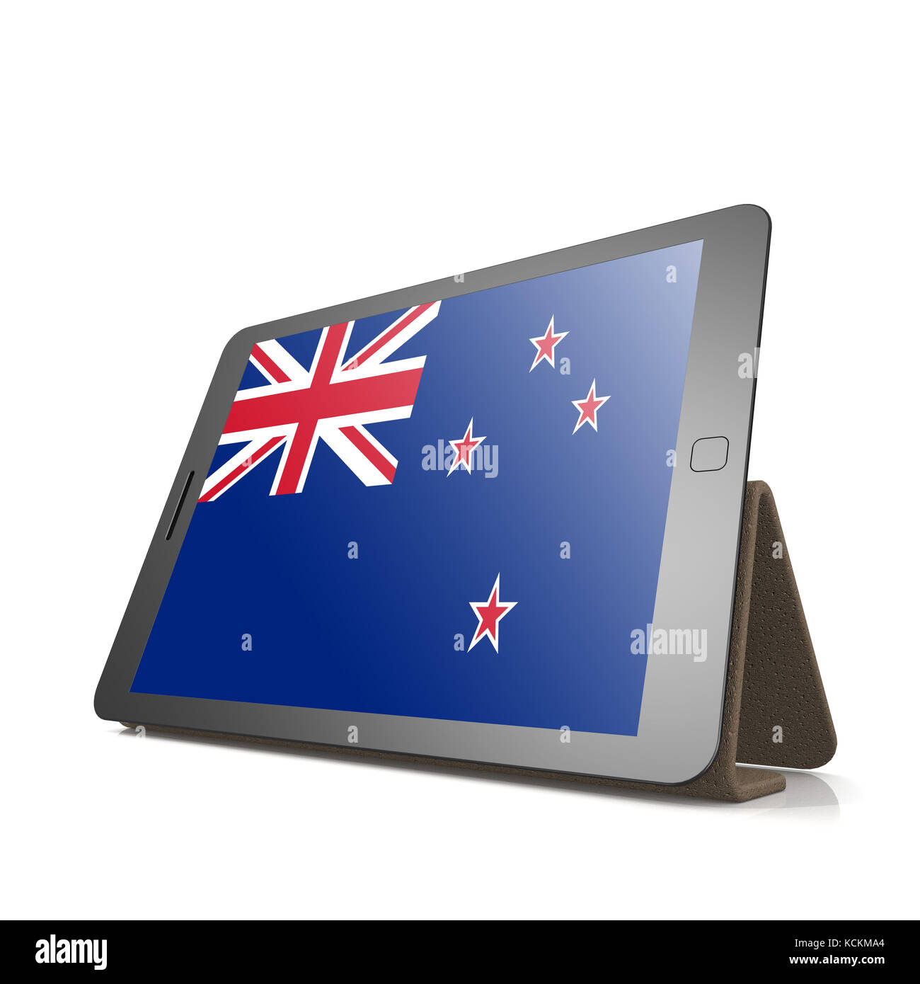 Tablet with New Zealand flag image with hi-res rendered artwork that ...