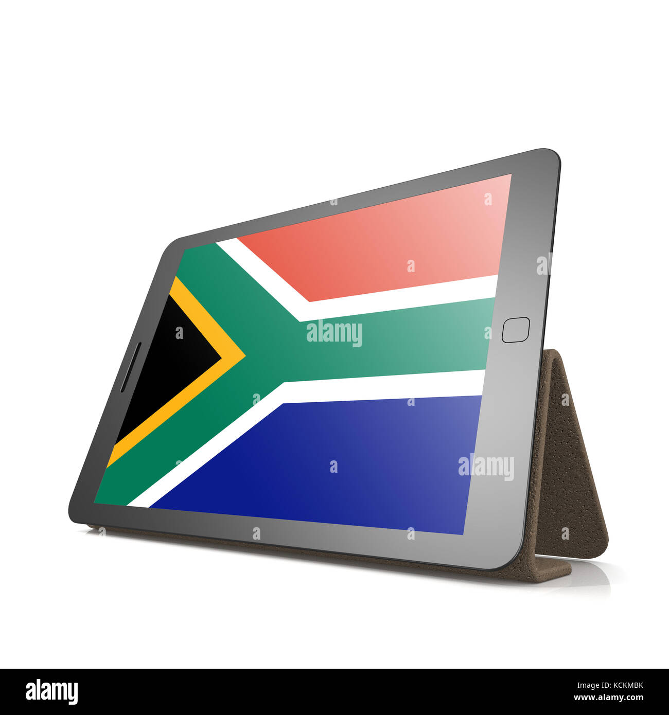 Tablet with South Africa flag image with hi-res rendered artwork that ...