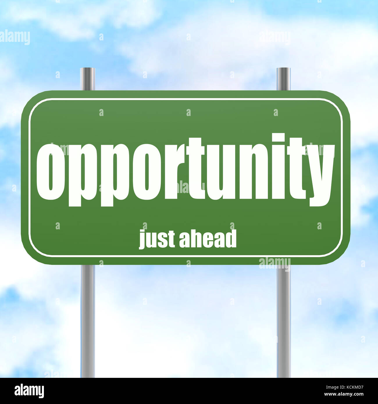 Green road sign with opportunity word image with hi-res rendered ...