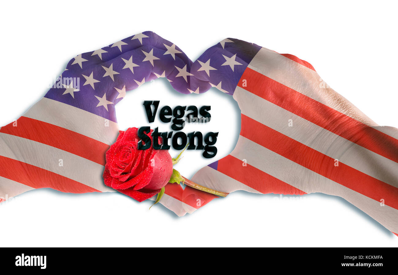 Las Vegas Strong with hand in heart shape Stock Photo - Alamy