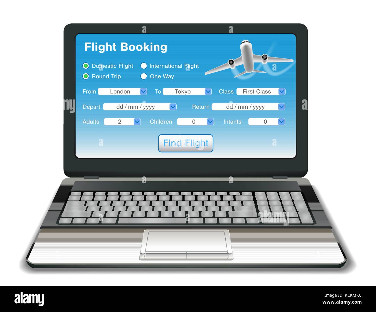 laptop with online flight booking interface Stock Vector Image & Art ...