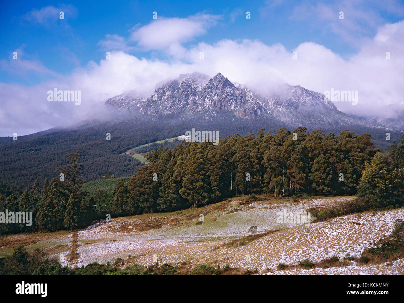 Mount Roland, after snowfall. Near Sheffield, northwestern Tasmania ...