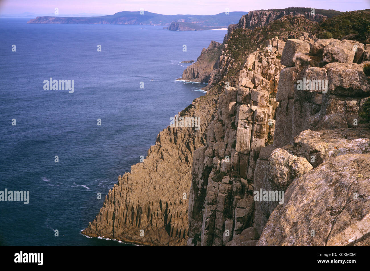 Cape Pillar, in morning light; cliffs up to 300 m high, columnar ...