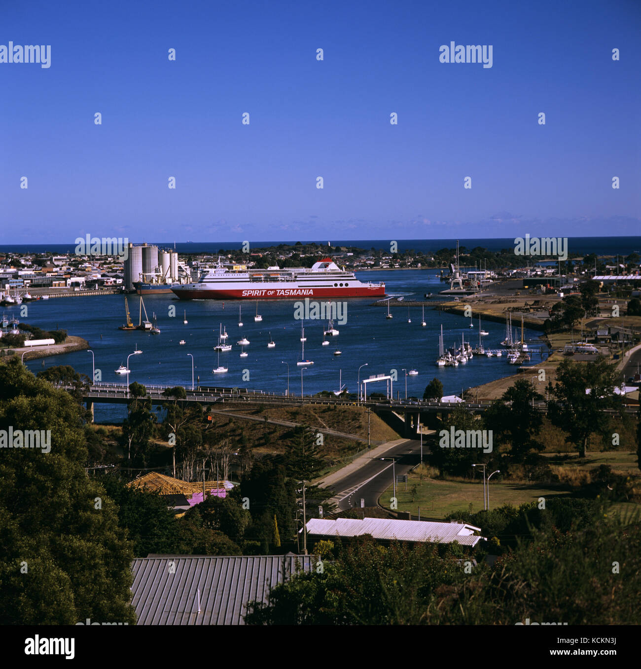 Morning departure of the Bass Strait ferry, ’Spirit of Tasmania ...