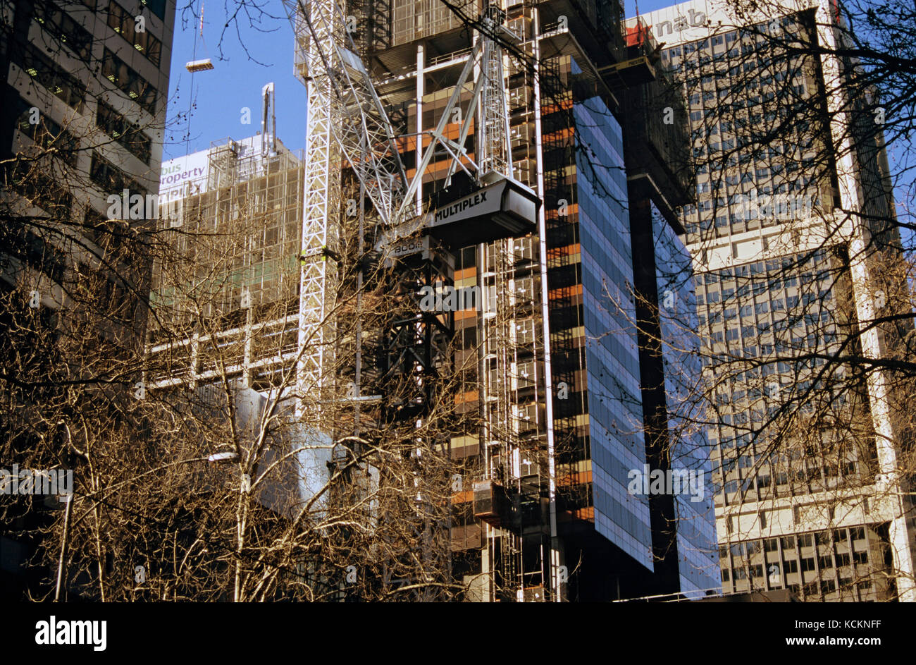 Construction work, in Bourke Street. Melbourne, Victoria, Australia ...