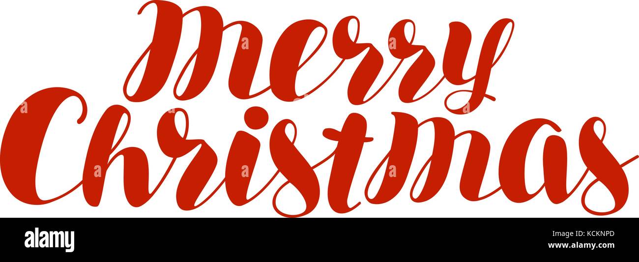 Merry Christmas, text. Xmas, holiday symbol. Hand lettering ...