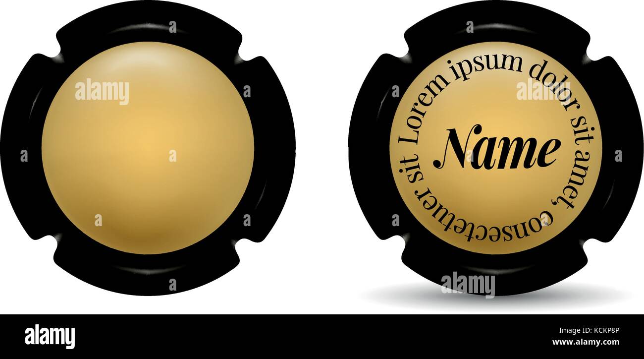 Metal sheet of champagne bottle. Template for design. Black and gold ...