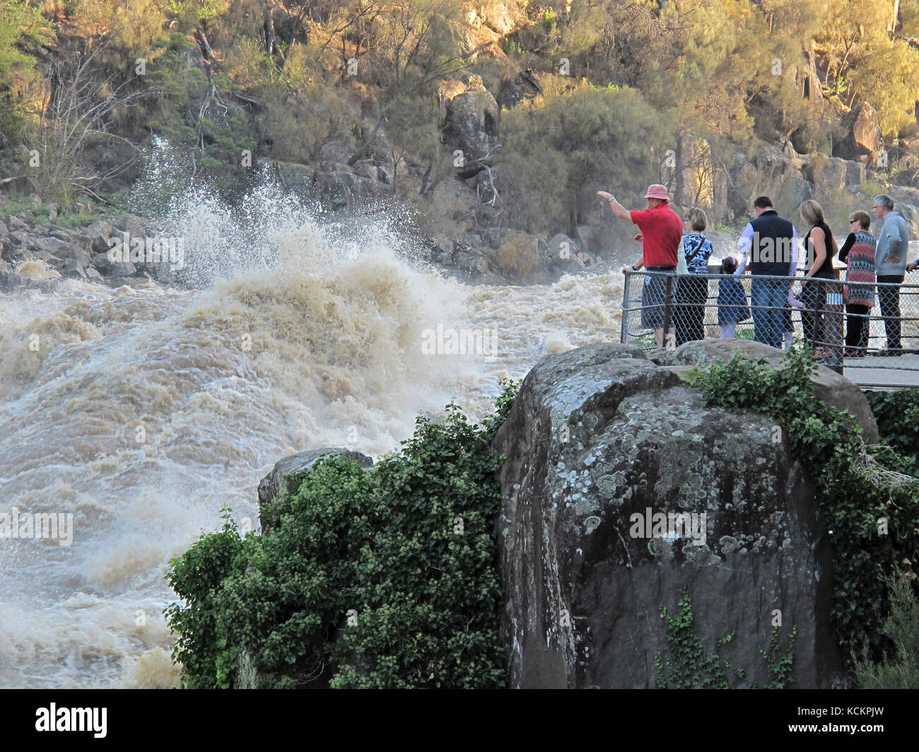 South Esk River in flood. Cataract Gorge, Launceston, Tasmania ...