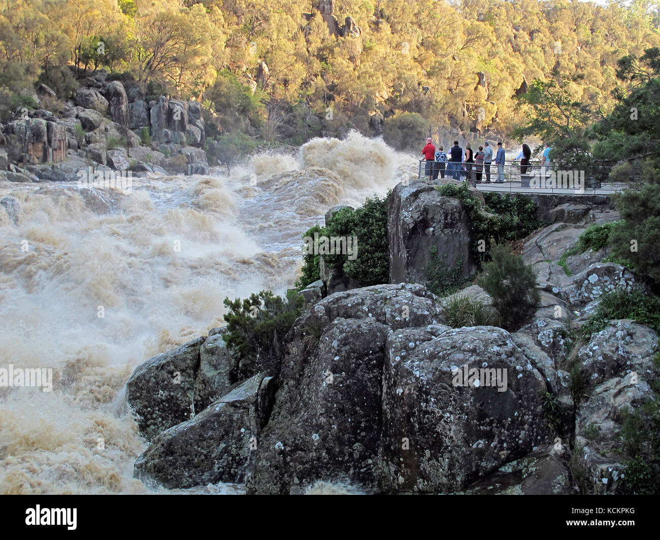 South Esk River in flood. Cataract Gorge, Launceston, Tasmania ...