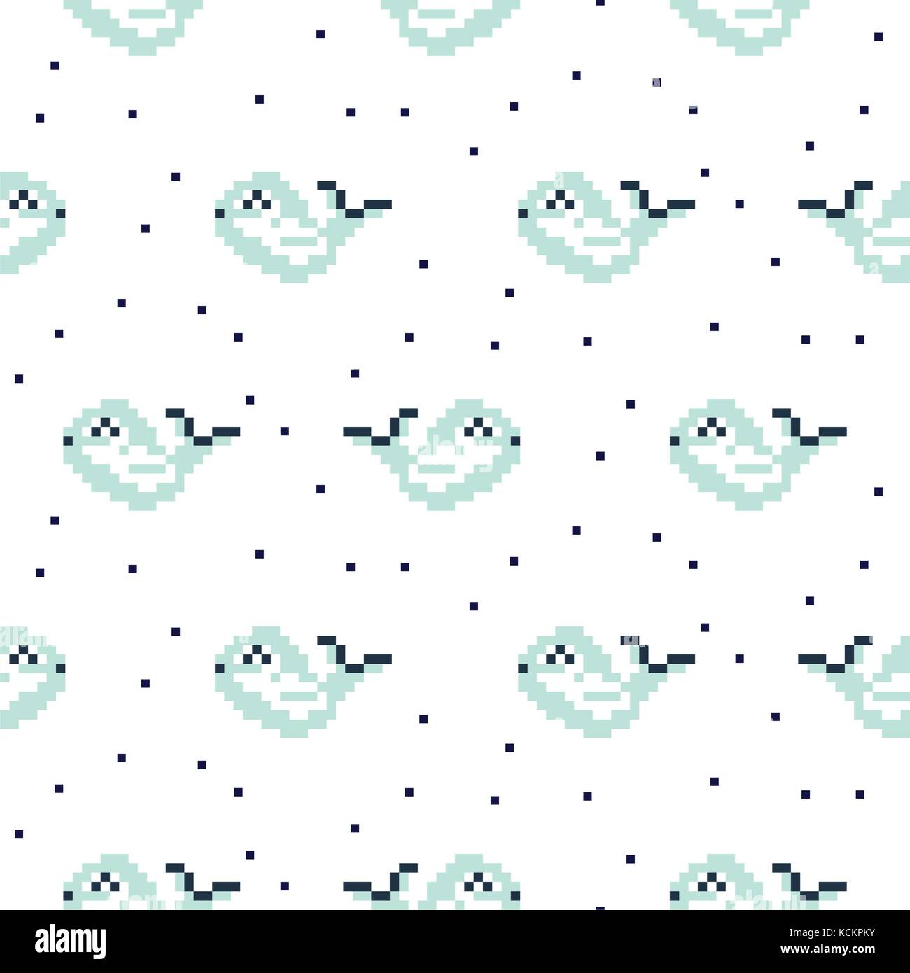 Light blue whale cartoon pixel art seamless pattern Stock Vector Image ...